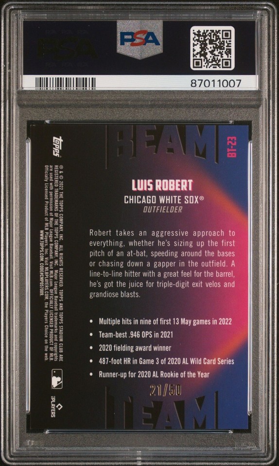 2022 Topps Stadium Club Chrome Luis Robert Beam Team GOLD REFRACTOR /50 ...