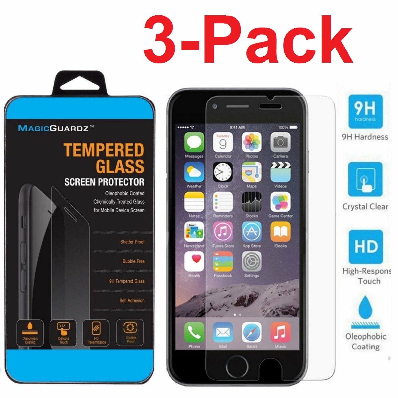 Premium Real Screen Protector Tempered Glass For iPhone 6 6s 7 8 Plus ...