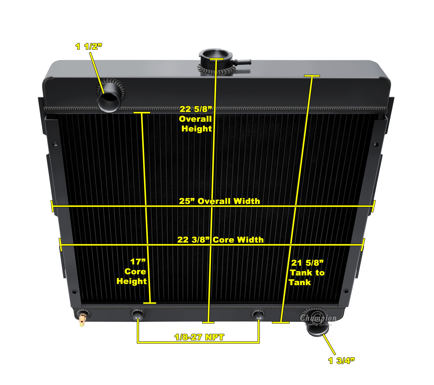3 Row KR Champion Black Finish Radiator-1970-1972 Plymouth Duster Small ...