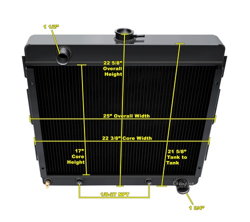3 Row AAR Black Finish Radiator-1970-1972 Plymouth Duster Small Block ...
