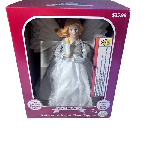 Mr. Christmas Collectible Fiber Optic Animated Angel Tree Topper 12inch ...