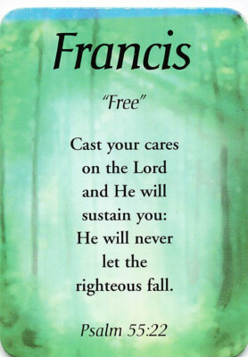 Francis "Free" Keepsake Name Meaning Card with Verse | eBay