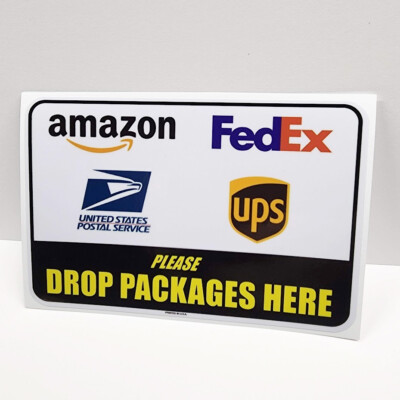 DROP PACKAGES HERE DECAL / Vinyl Sticker, USPS Fedex Amazon UPS ...