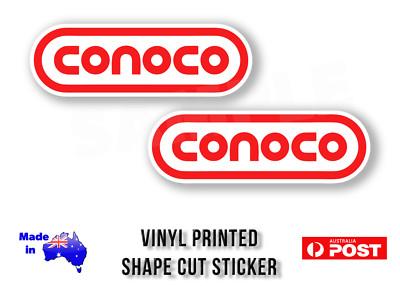 2 x CONOCO Oil Fuel Vintage Style Vinyl Print Sticker 100mm x 33mm ...