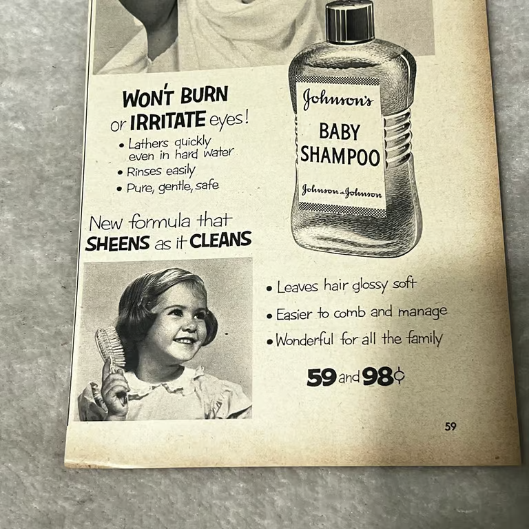 1956 Johnsons Baby Shampoo Won’t Burn or Irritate Original Vintage ...