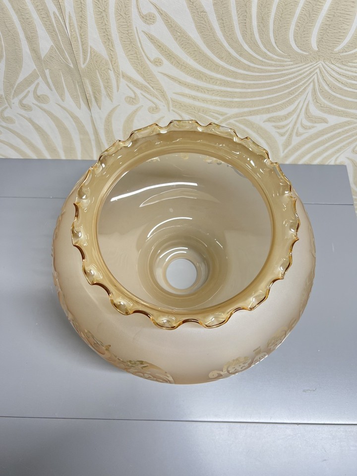 Vintage Retro Large Frosted Etched Glass Ceiling Light Shade | eBay UK