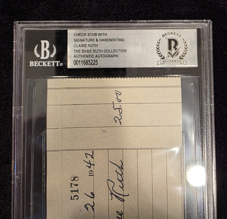 Babe Ruth Collection Estate Check Stub Auto Signed By Claire Beckett ...