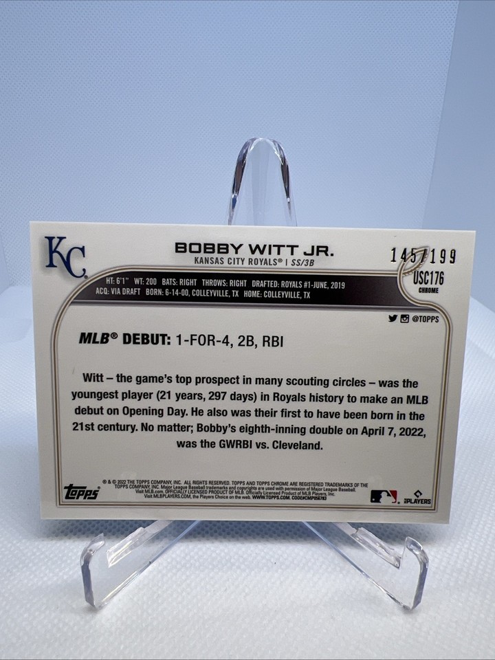 2022 Topps Chrome Update Debut Blue Refractor /199 Bobby Witt Jr RC | eBay