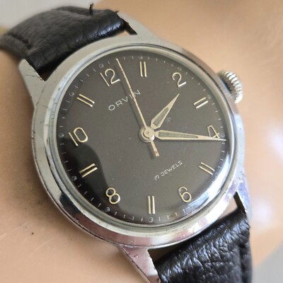 Vintage ORVIN by TRADITION men's manual winding watch AS 1686 Black ...