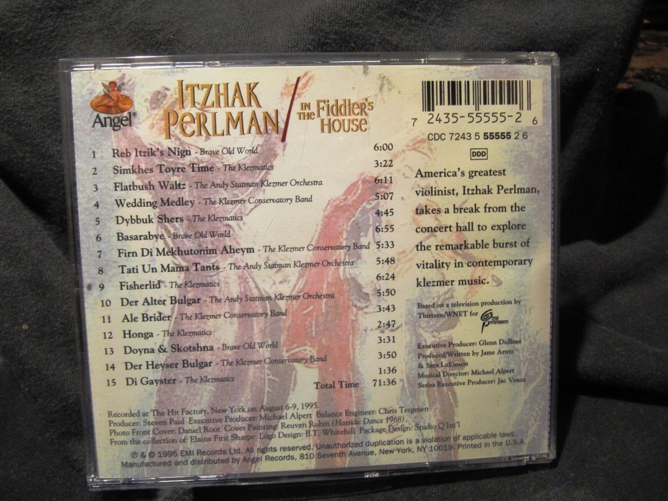 YIDDISH KLEZMER Itzhak PERLMAN In the FIDDLER's HOUSE Klezmatics BRAVE ...