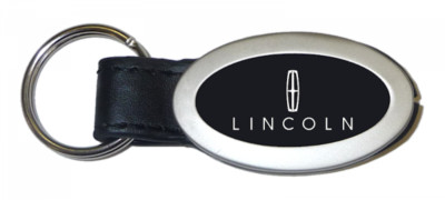 Lincoln Logo Oval Black Genuine Leather Key Chain Chain Ring Official ...