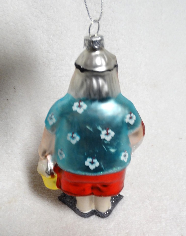 St Nicholas Tropical Beach Santa Claus, Hand Made Blown Glass Christmas ...