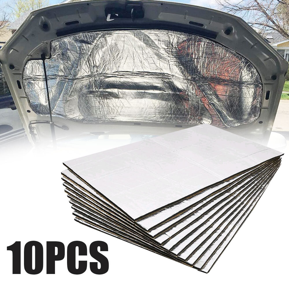 10pcs 5mm Sound Deadener Heat Insulation Mats Car Hood Insulation ...