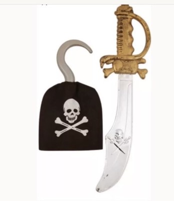 PIRATE SWORD AND HOOK Fancy Dress Costume ACCESSORIES CUTLASS CAPTAIN ...