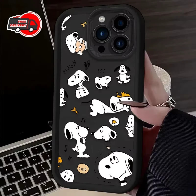Snoopy Cartoon Phone Case For iPhone 16 15 14 13 12 Pro Max XR SE Back ...