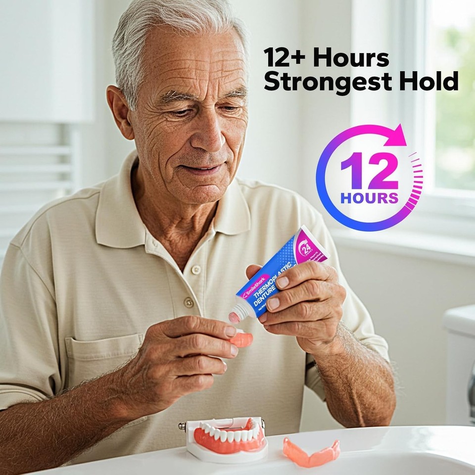 Denture Adhesive (2 Pack), Denture Glue, Dental Glue for Teeth, Dental ...