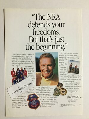 Charlton Heston For NRA 1991 Vintage Promo Print Ad: Defend Your ...