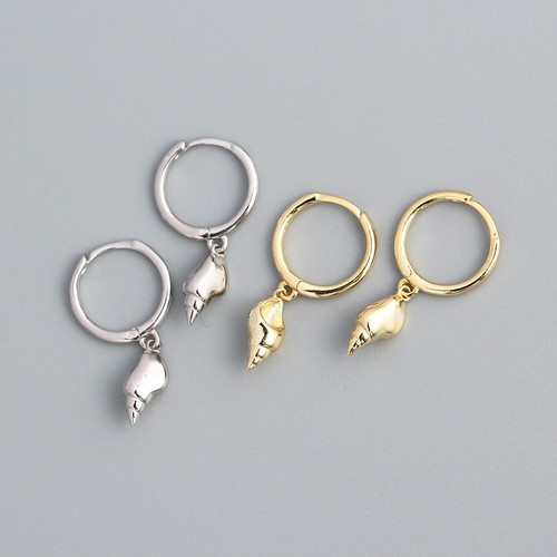 925 Sterling Silver Conch Shells Huggie Hoop Dangle Drop Earrings | eBay
