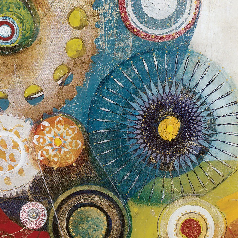 40W"x30H" MOMENTARY by LEILA - PSYCHEDELIC GEARS CIRCLES SPIRAL ...