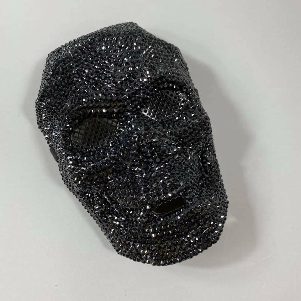 All Black Rhinestones Fancy Halloween Day of the Dead Skull Masquerade ...