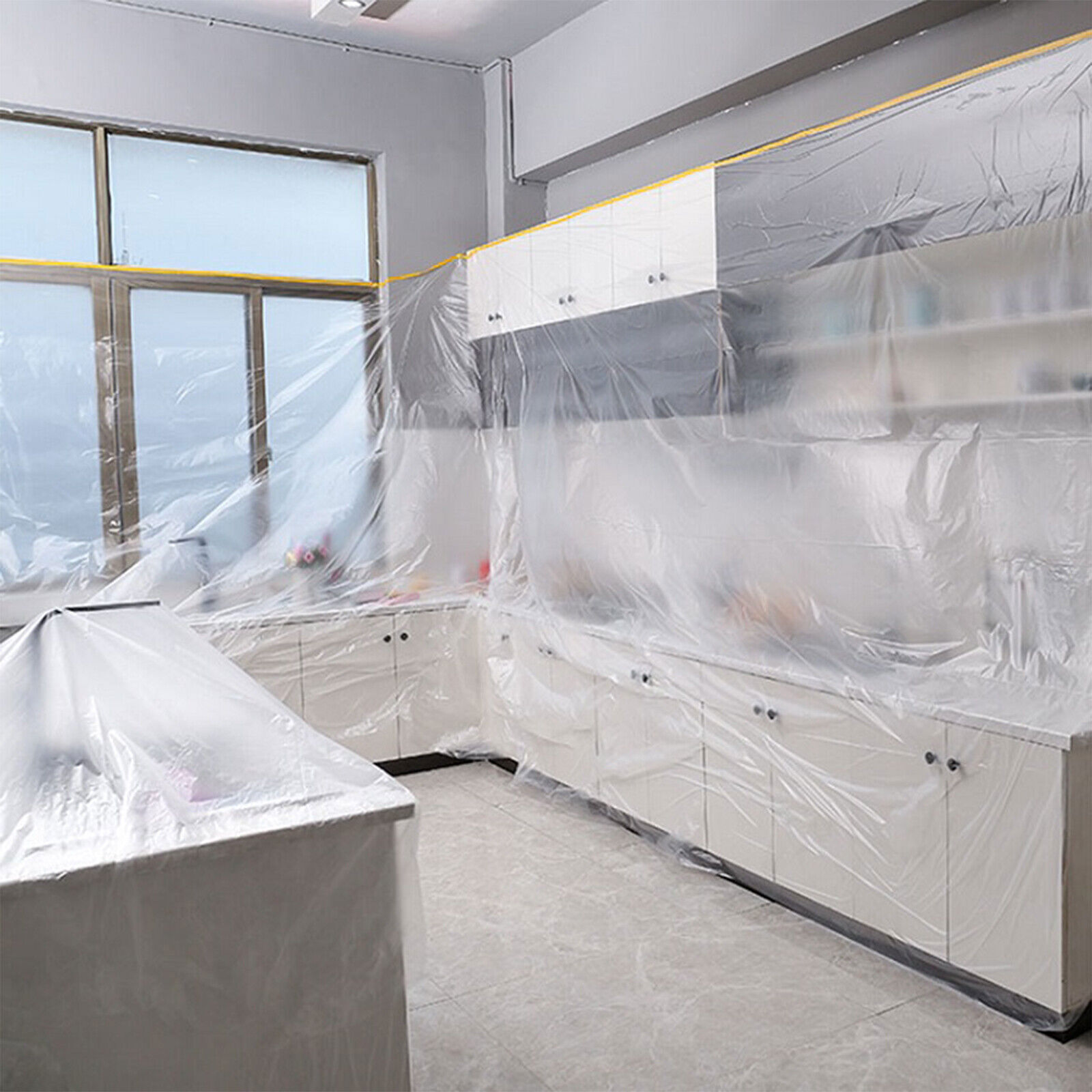 3 Roll 65FT Pre taped Masking Paper Car Auto Painter Sheet Paint Tape ...