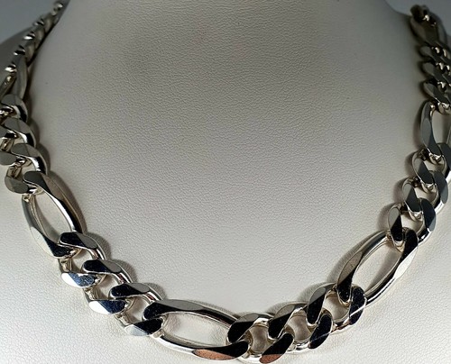 925 SOLID Polished Sterling Silver Curb Link Mens Chunky Chain Necklace ...