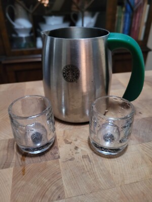 Starbucks Frothing Pitcher & 2 Shot Glasses | eBay