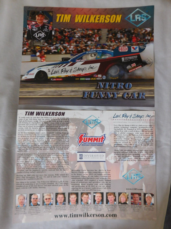 Tim Wilkerson 8.5x11 Promo Card Photo NHRA Nitro Funny Car 2011 | eBay