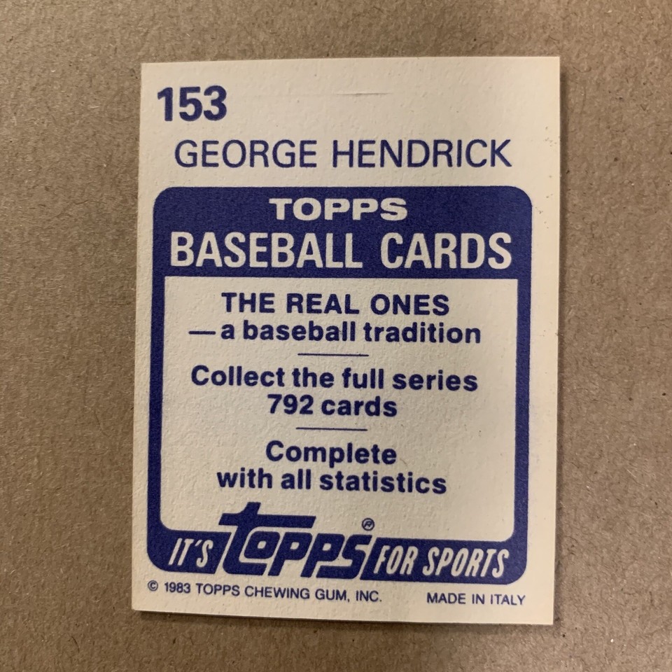 1983 Topps Baseball Sticker George Hendrick # 153 St. Louis Cardinals ...