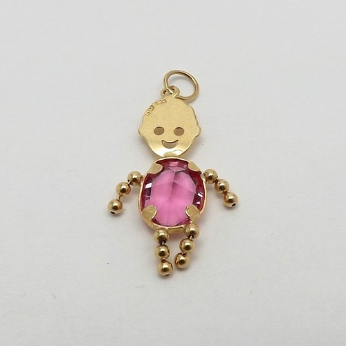 New 14k Gold October Birthstone Pink Little Boy Charm Pendant | eBay