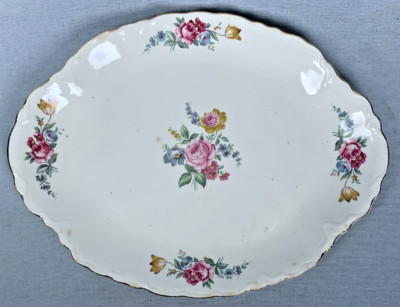 Vintage 1940’s Oval Scio Hazel Pottery Floral Pattern w/Gold Trim Large ...