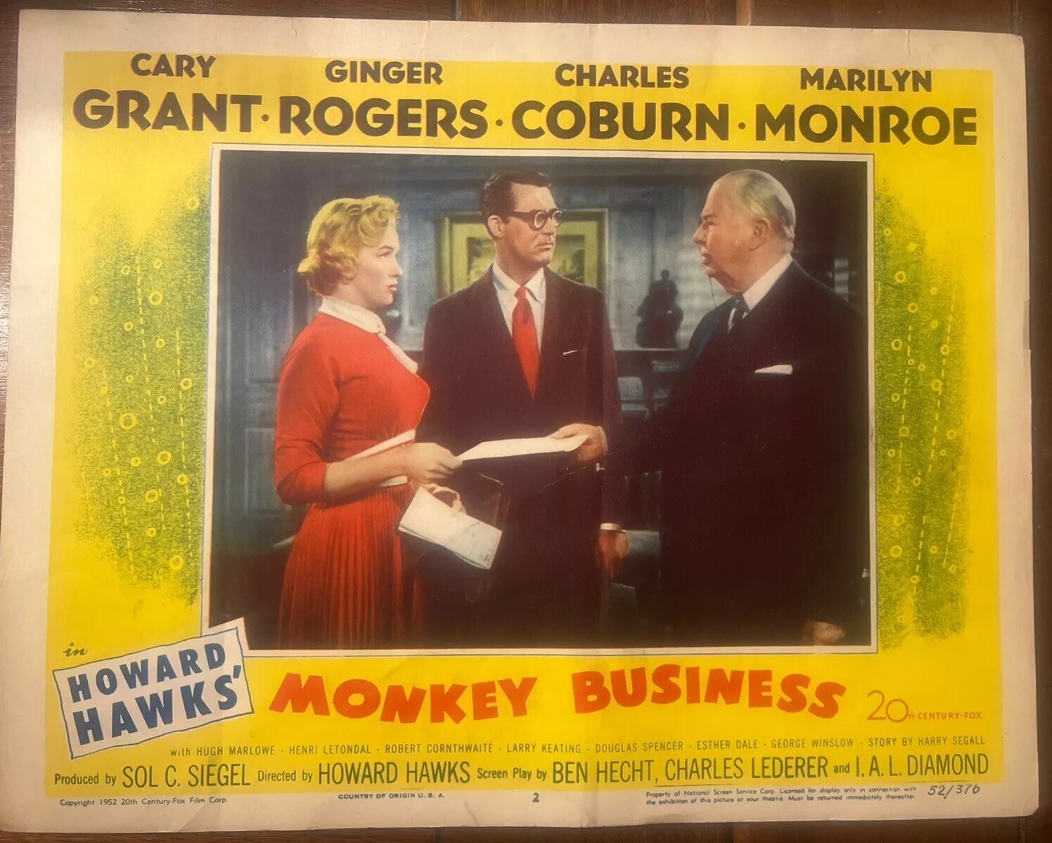 MARILYN MONROE - MONKEY BUSINESS 1952 Original Theater Lobby Card (#2 ...