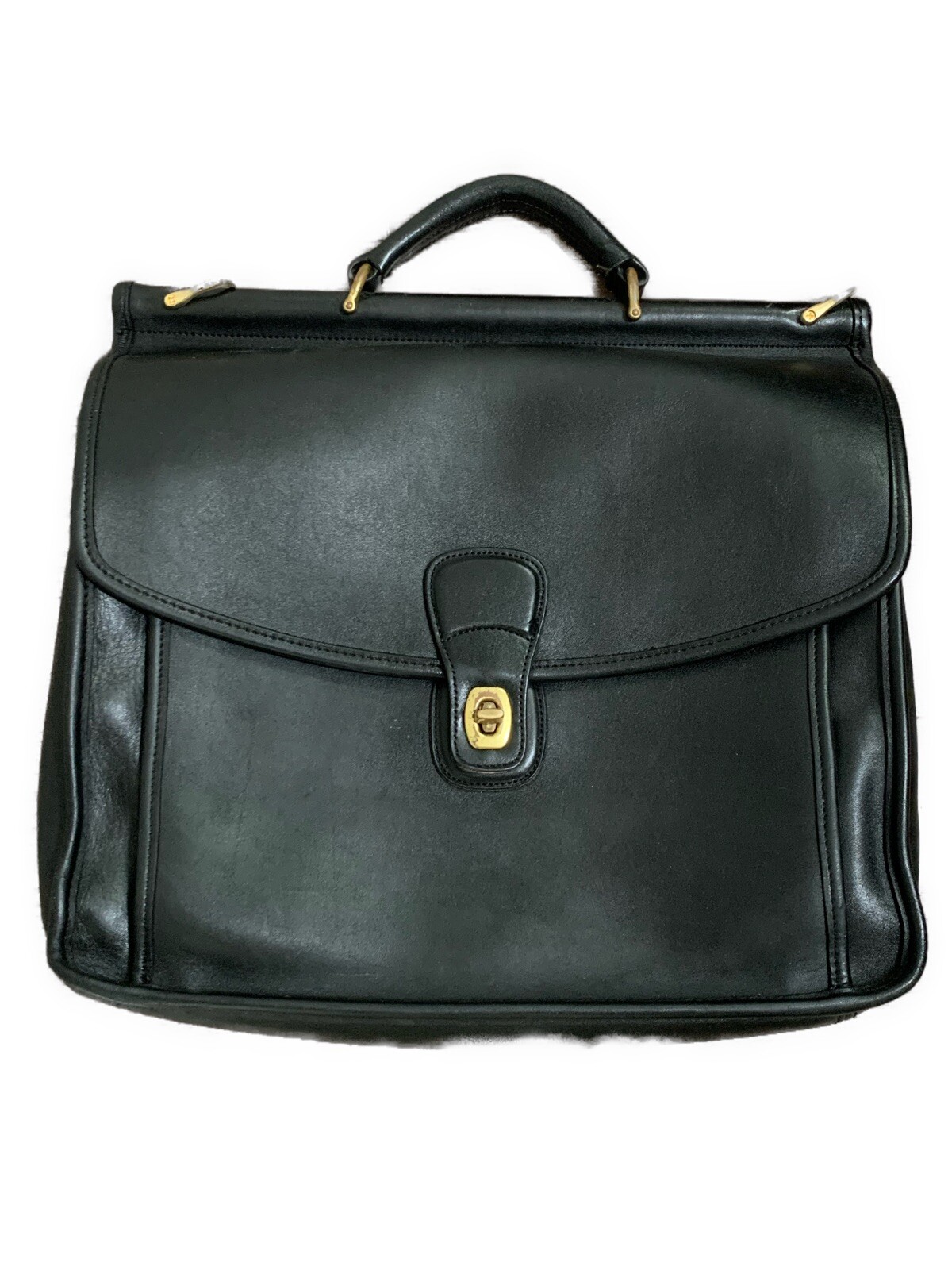 Coach Authentic Solid Black Genuine Leather Messenger… - Gem