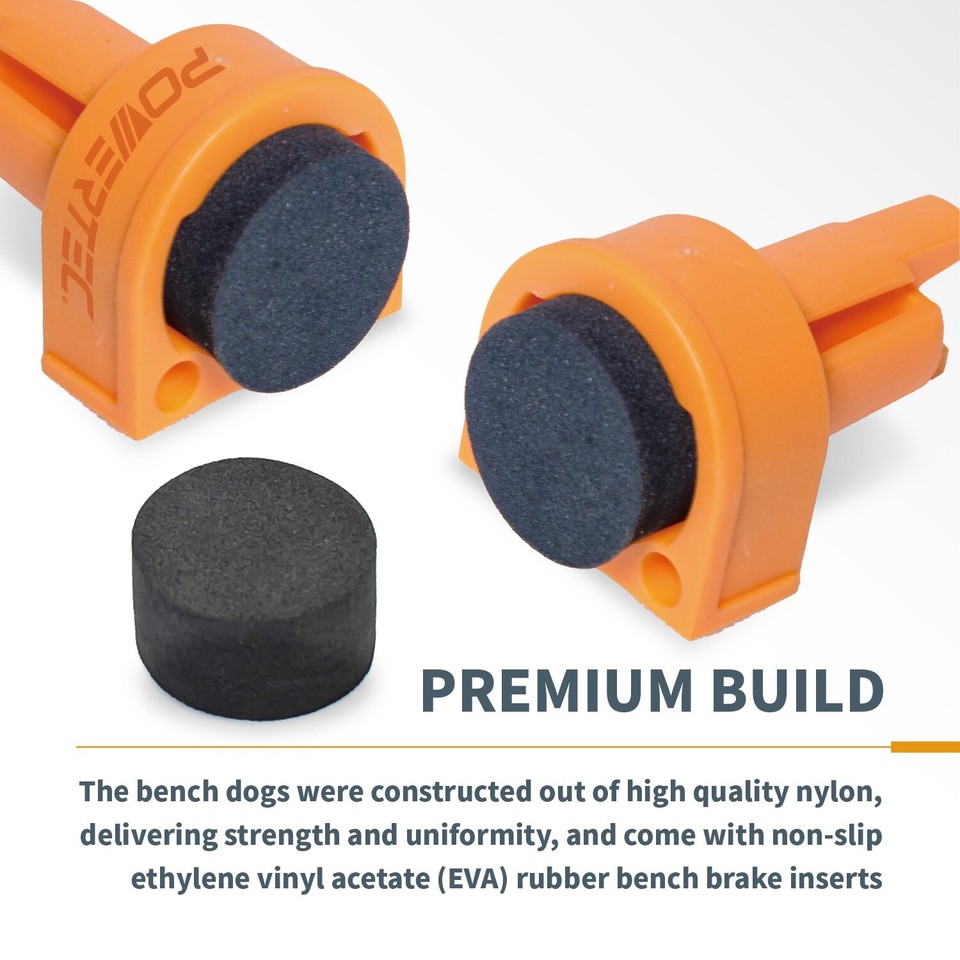 POWERTEC Deluxe Bench Dog | 12 Pack | Non Marring Nylon Woodworking ...