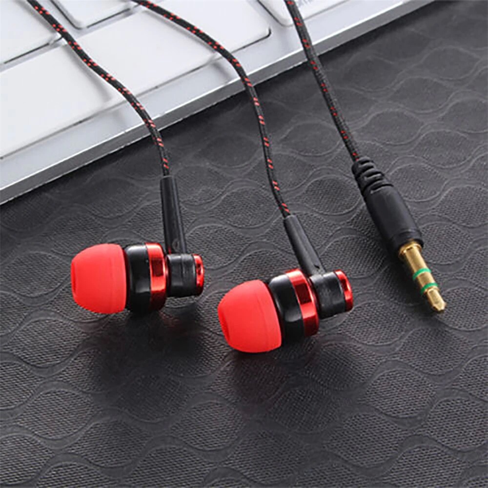 Sealed Earbuds Tangle-Free Braided Cable Cord Wire Extra Bass Silicone ...