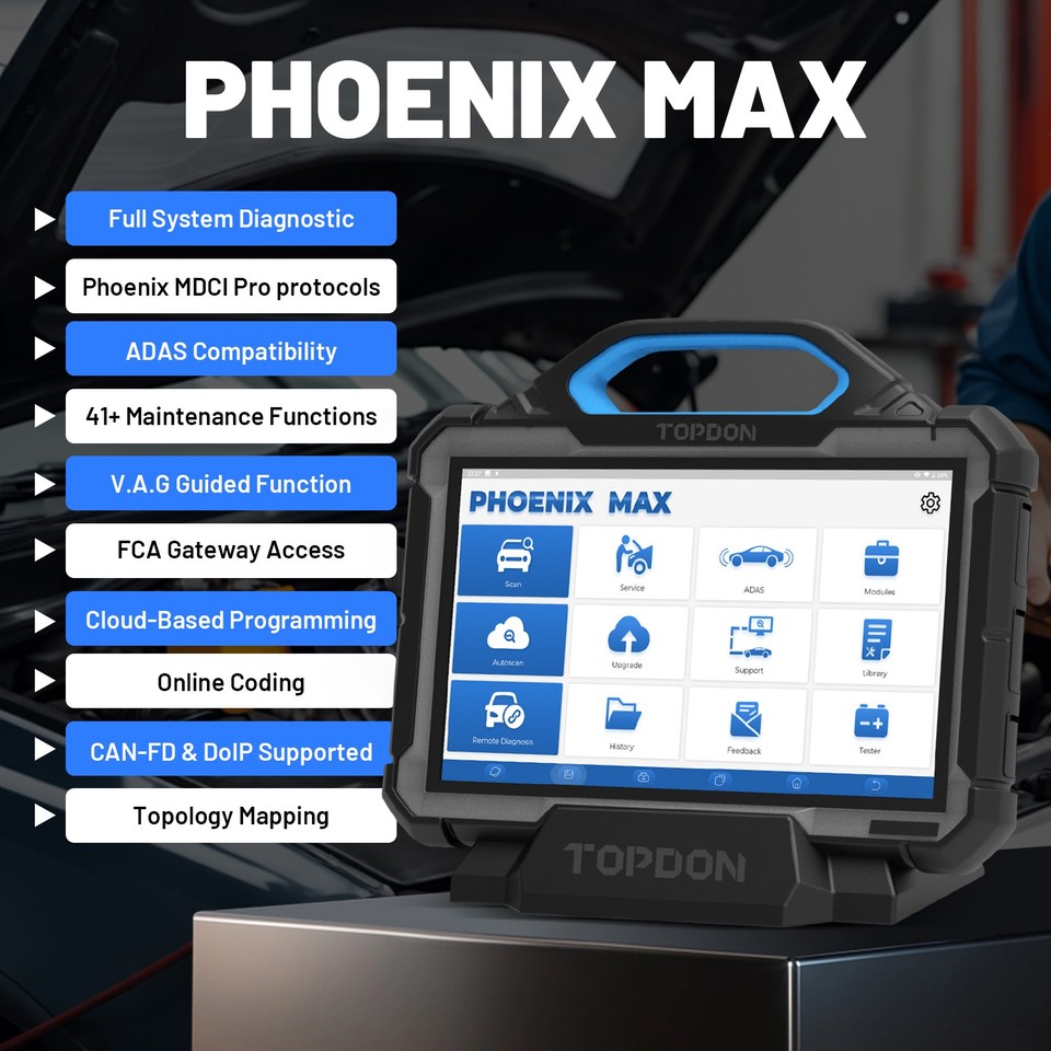 TOPDON Phoenix Max Advanced Diagnostic Scanner J2534 Programming ECU ...