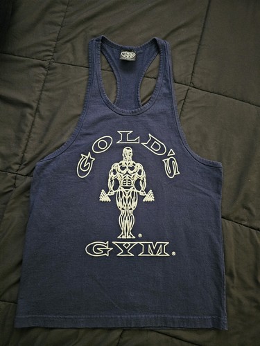 Vintage 90s Golds Gym USA Made Mens Blue Stringer Gym Muscle Tank Top ...
