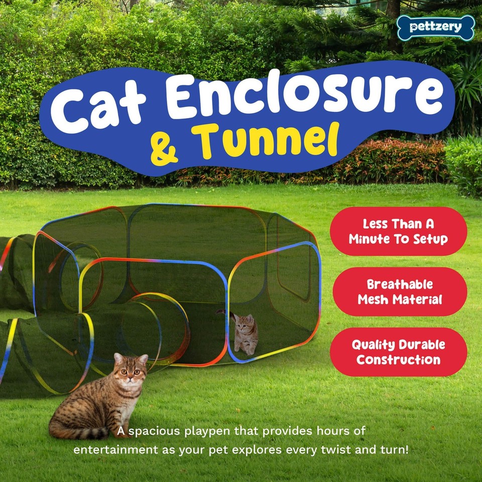 Outdoor Cat Enclosure - Portable Catio Playground for Cat Run, Kitty ...