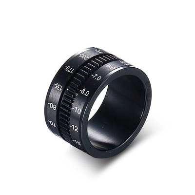 12MM Rotatable Camera Lens Band Men's Stainless Steel Black Frosted ...