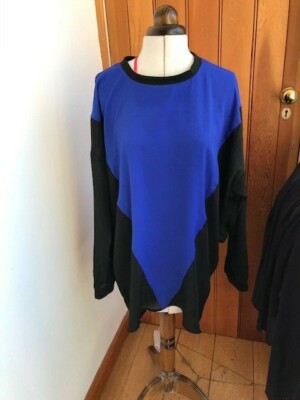 mode black bright blue oversized floaty tunic top medium uk 12 bnwt ...