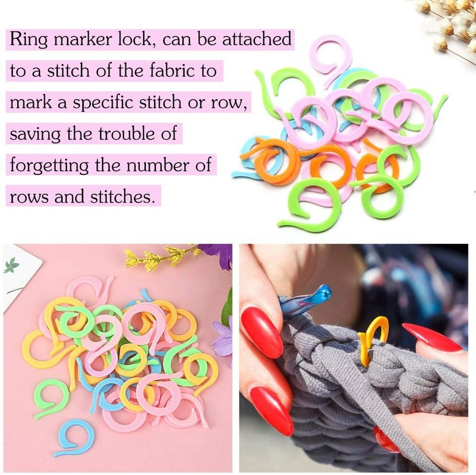 Crochet Stitch Holder Lock Markers Knitting Supplies Kit For DIY Sewing ...