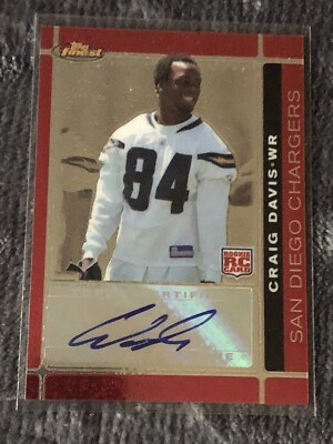 CRAIG DAVIS NFL Chargers 2007 Topps Finest RC Rookie Auto #129 Card | eBay