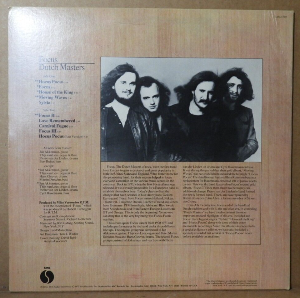 FOCUS "Dutch Masters 1969-1973" 1975 (SIRE/SASD7505) Prog Rock VG+/EX ...