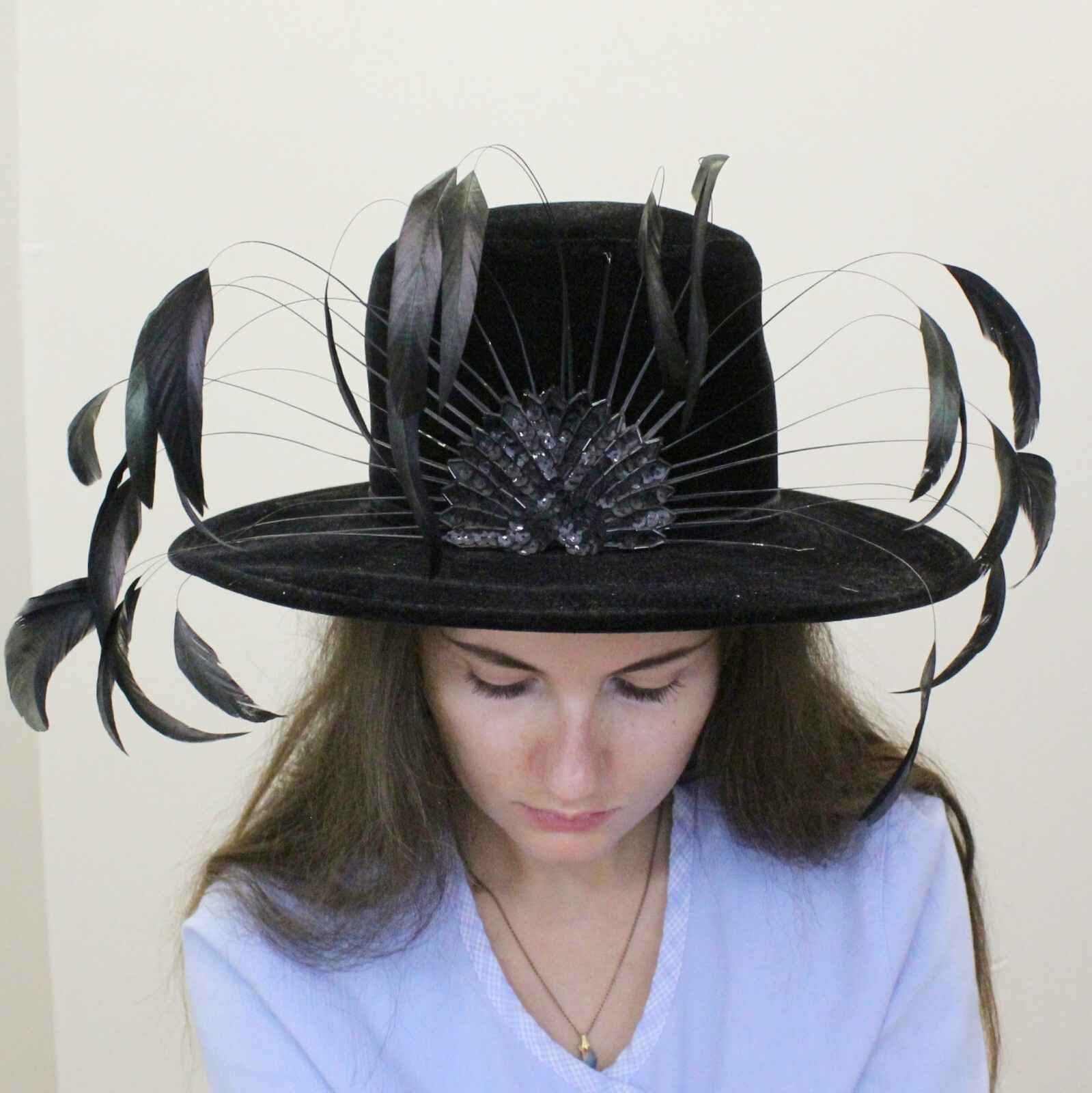 Vintage 40s Avant Garde Statement Hat Floating Feathe… - Gem
