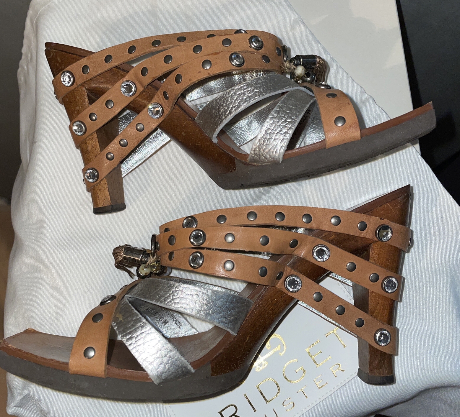 Bridget Shuster Strappy Heels Beaded Studded Sandals Women's Sz 6 | eBay