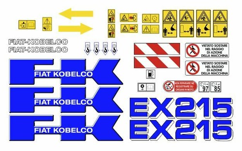 Fiat Kobelco EX215 - Lcm - Lct - Wt Decals Adhesive Complete Kit | eBay ...