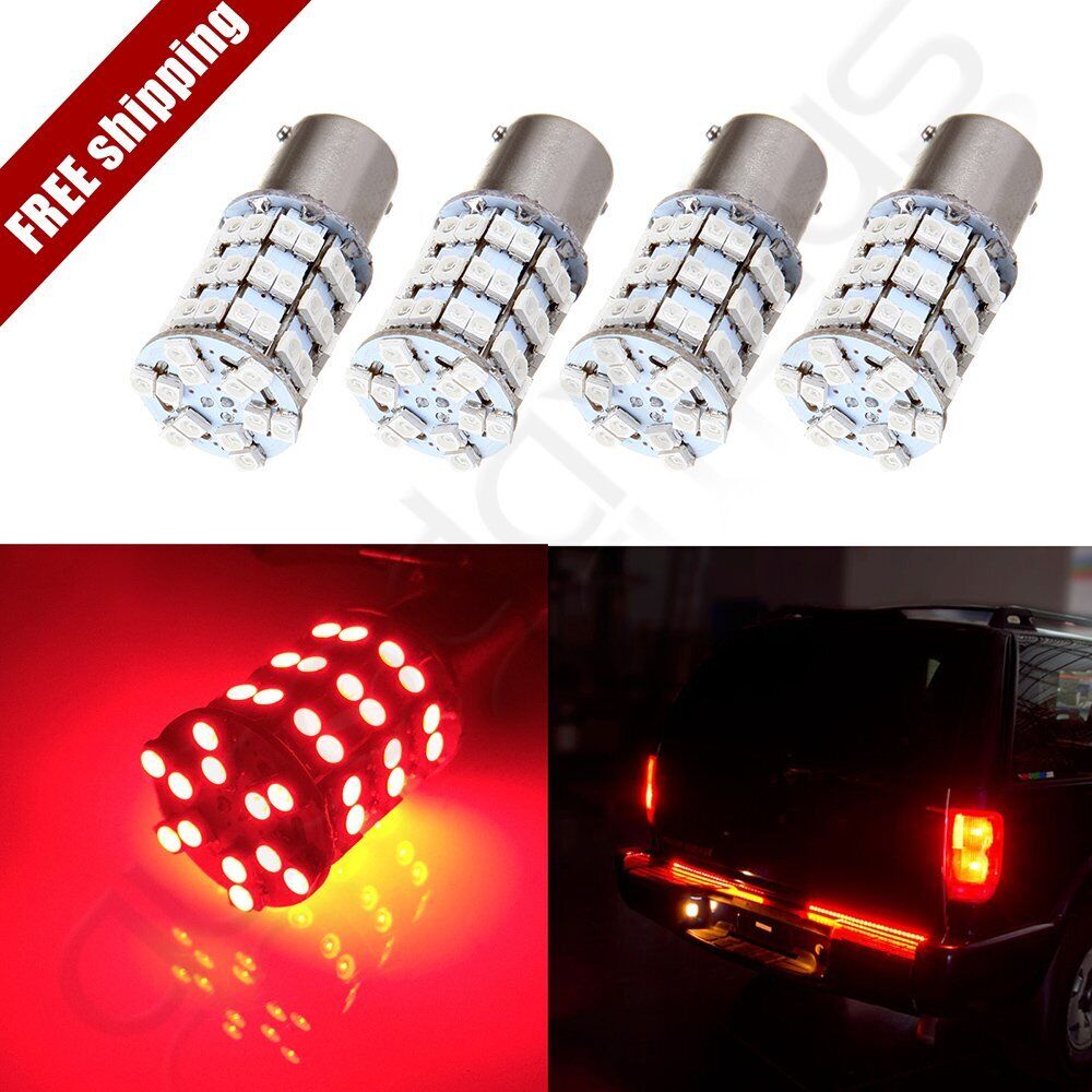 4X 1156 30W 12-24V 60SMD LED High Power LED Tail Light Turn Signal Red ...