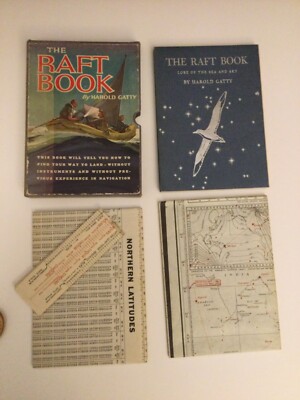 The Raft Book by Harold Gatty 2nd Edition Oct 1943 + Slip Cover Maps ...