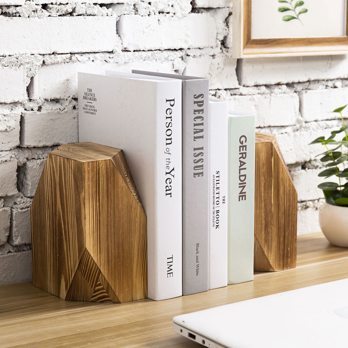 Rustic Wood Bookends