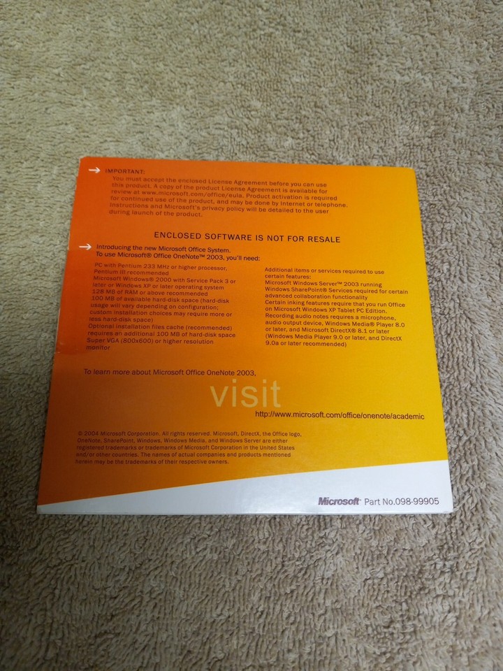 Microsoft Office OneNote 2003 With Product Key | eBay